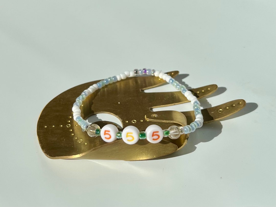 Retro Angel Number 555 Golden Rutile Beaded Elastic Bracelet - Etsy