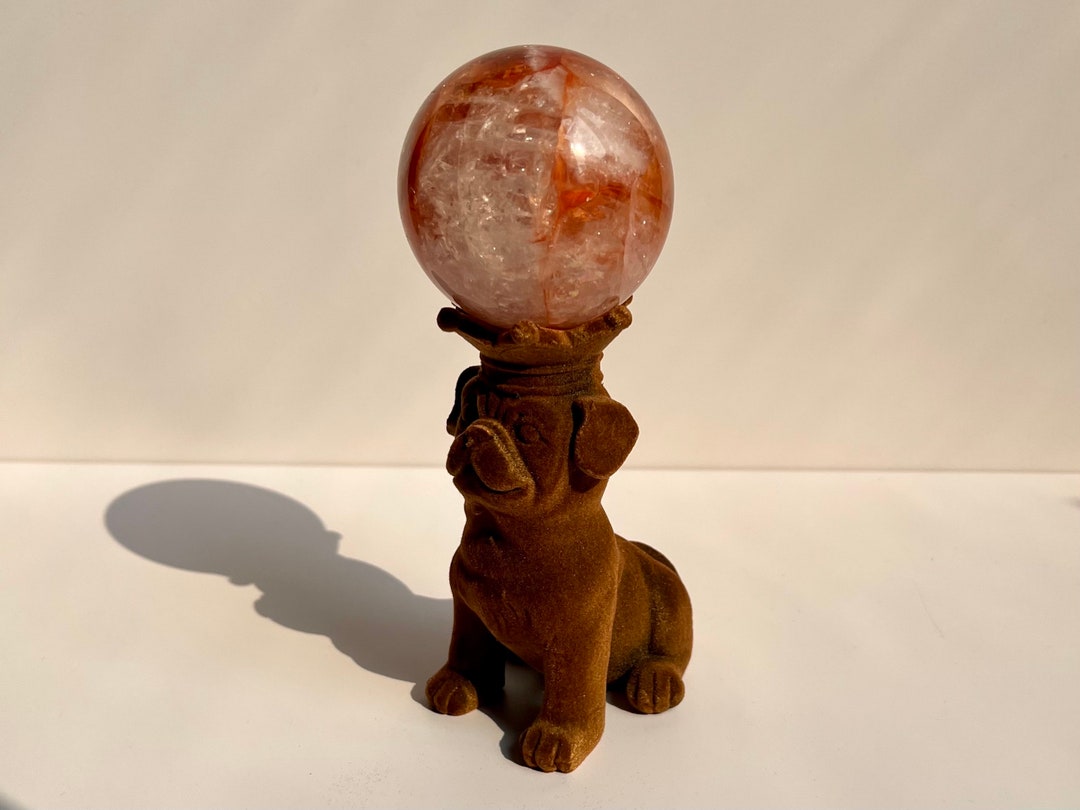 Brown Puppy Wearing Crown Suede Crystal Sphere Stand Bull Dog French - Etsy