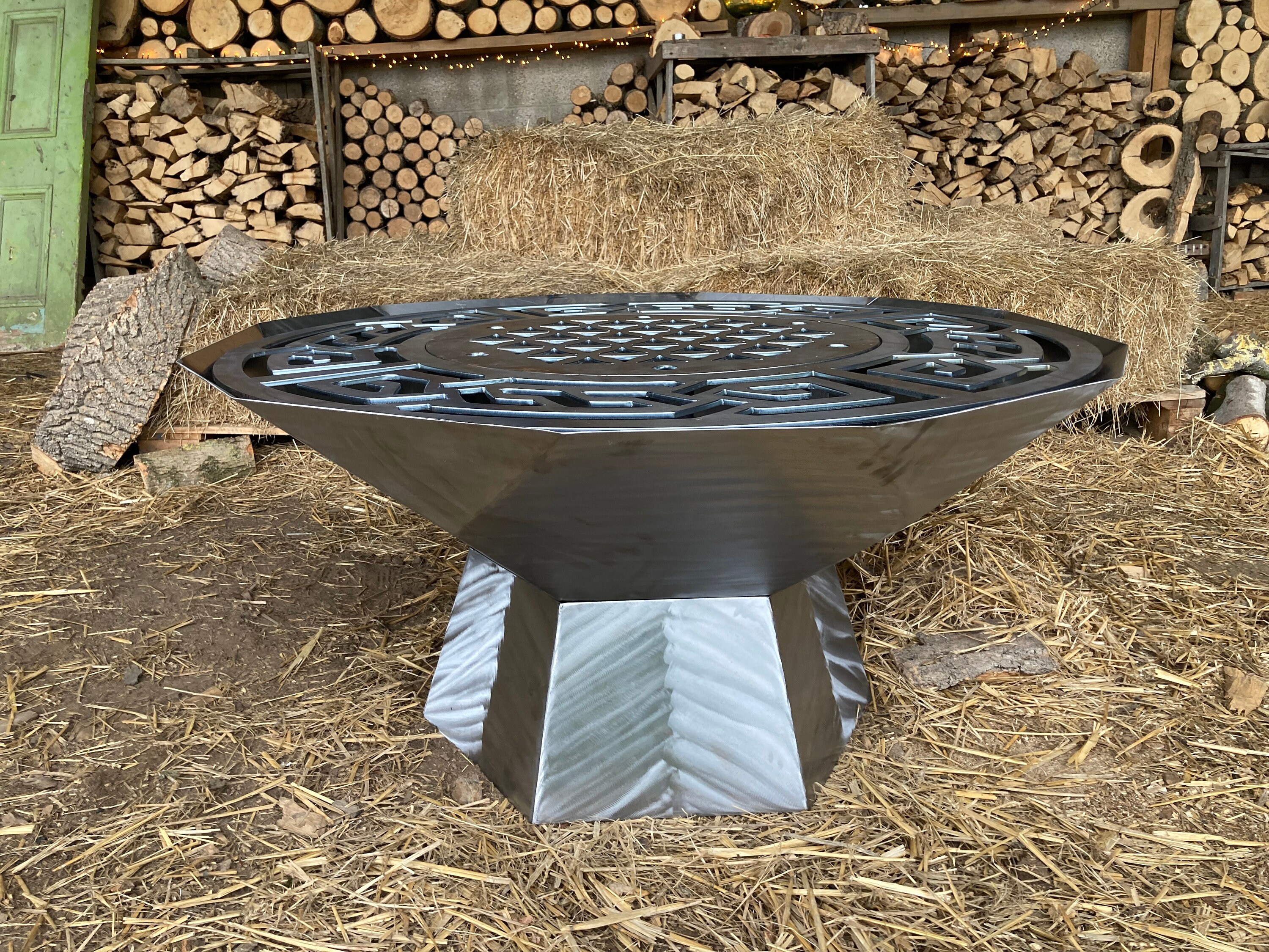 Large Geodesic Fire Bowl BBQ Low Table - Etsy UK