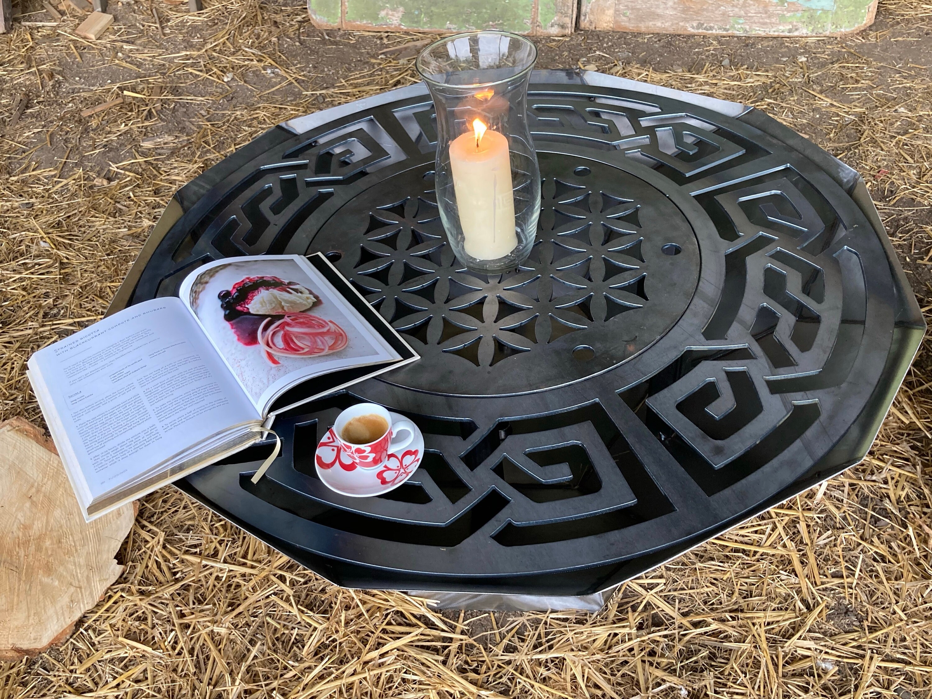 Large Geodesic Fire Bowl BBQ Low Table - Etsy UK