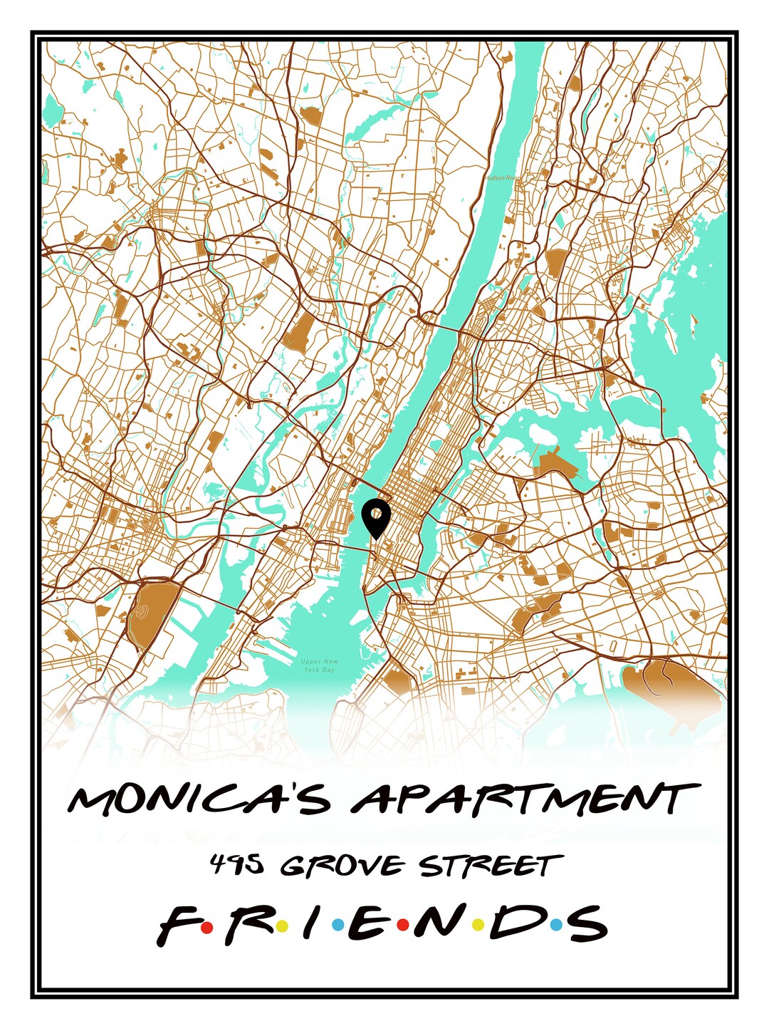 Friends Monica's Apartment Map Poster - Etsy