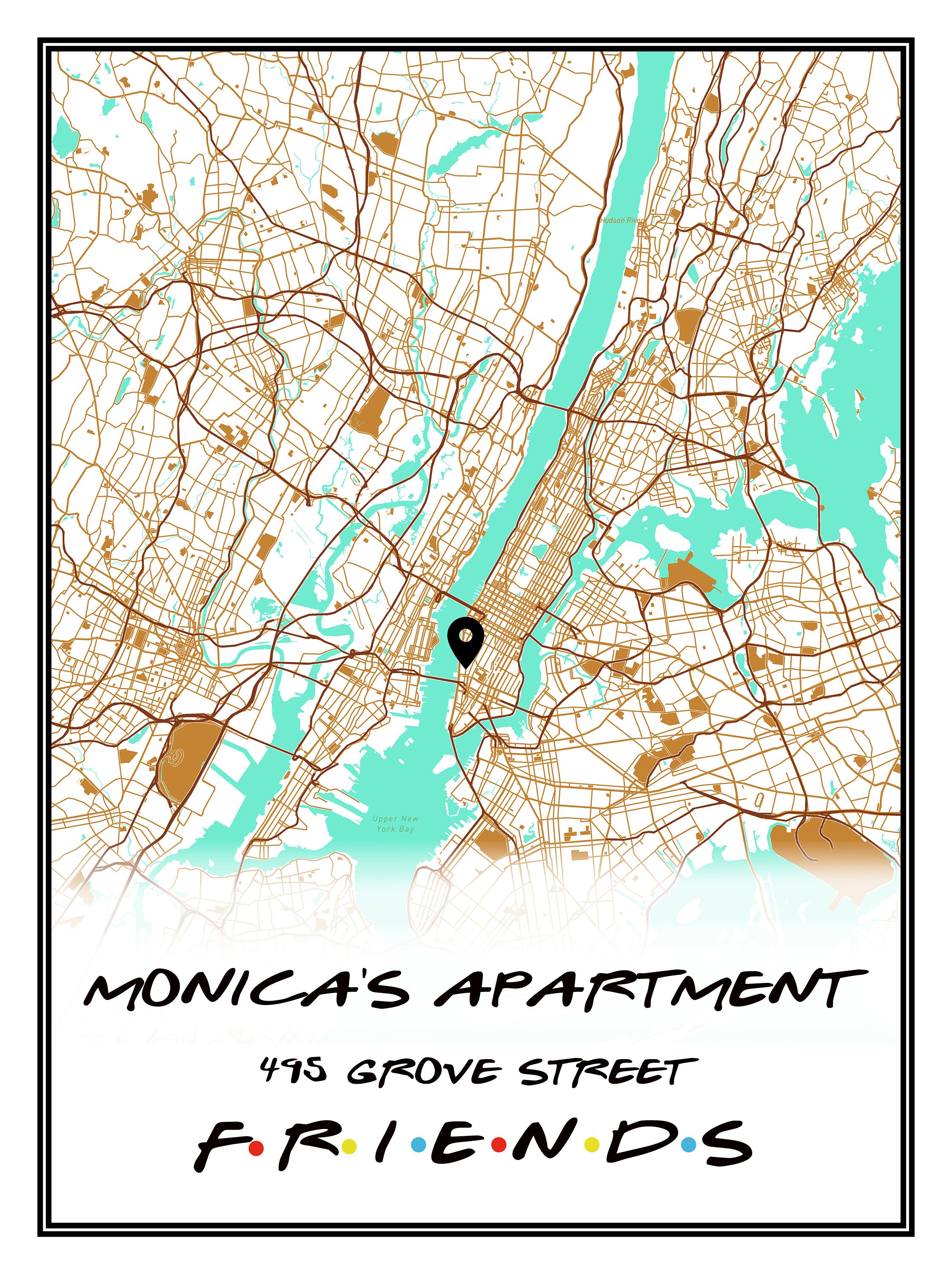 Friends Monica's Apartment Map Poster - Etsy