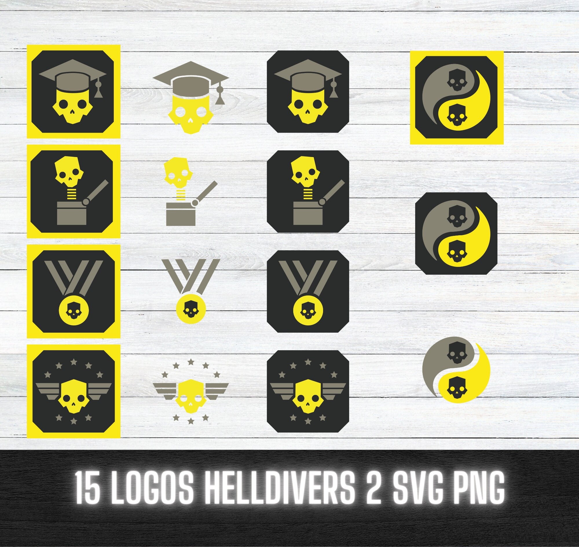 15 Logos Helldiver 2 Logo Achievements SVG PNG - Etsy