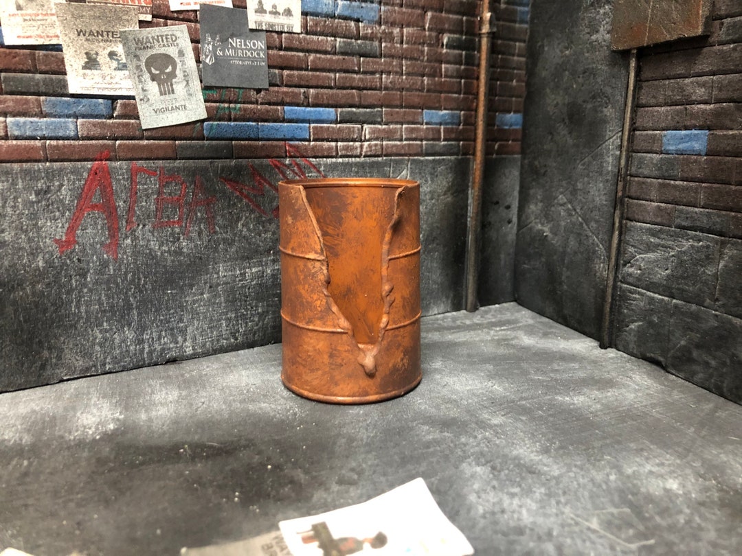 1:12 Scale Burned Rusted Barrel Prop Diorama Action Figure Photography ...