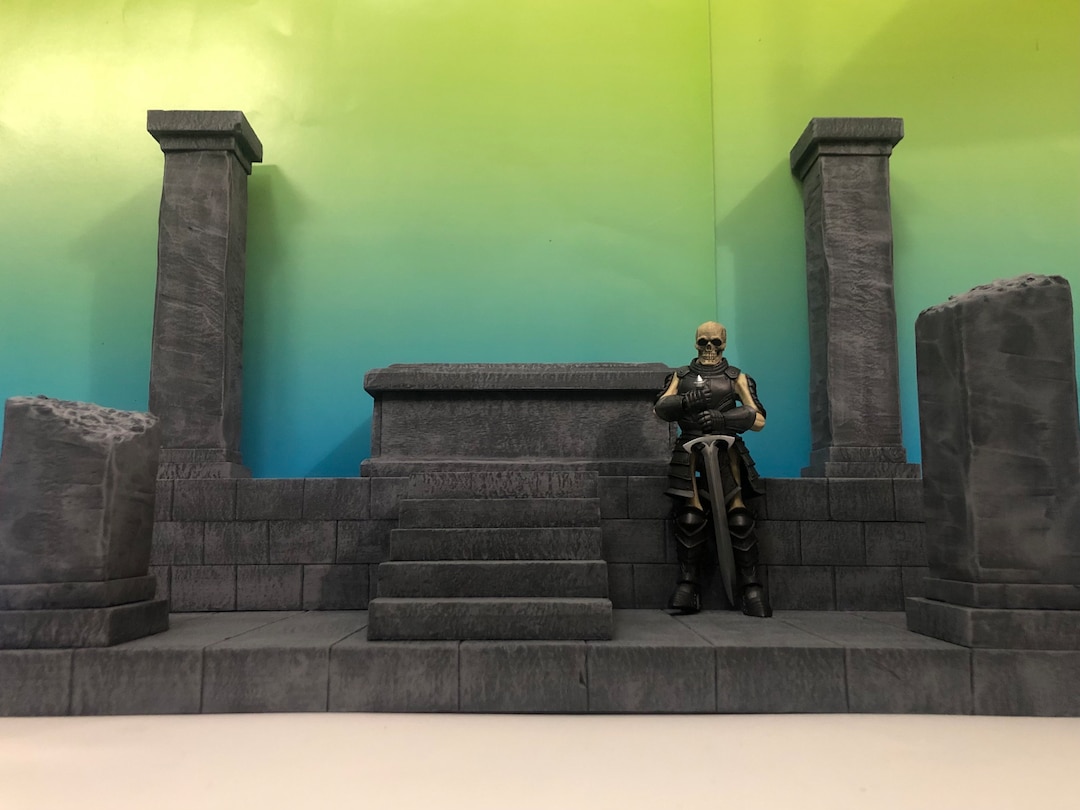 1:12 Scale Large Stone Pillar Coffin Crypt Diorama Action Figure Mythic ...