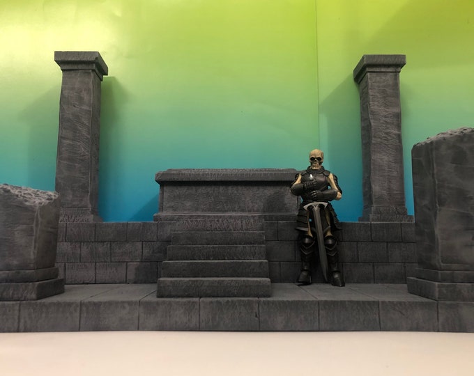 1:12 Scale Large Stone Pillar Coffin Crypt Diorama Action Figure Mythic ...