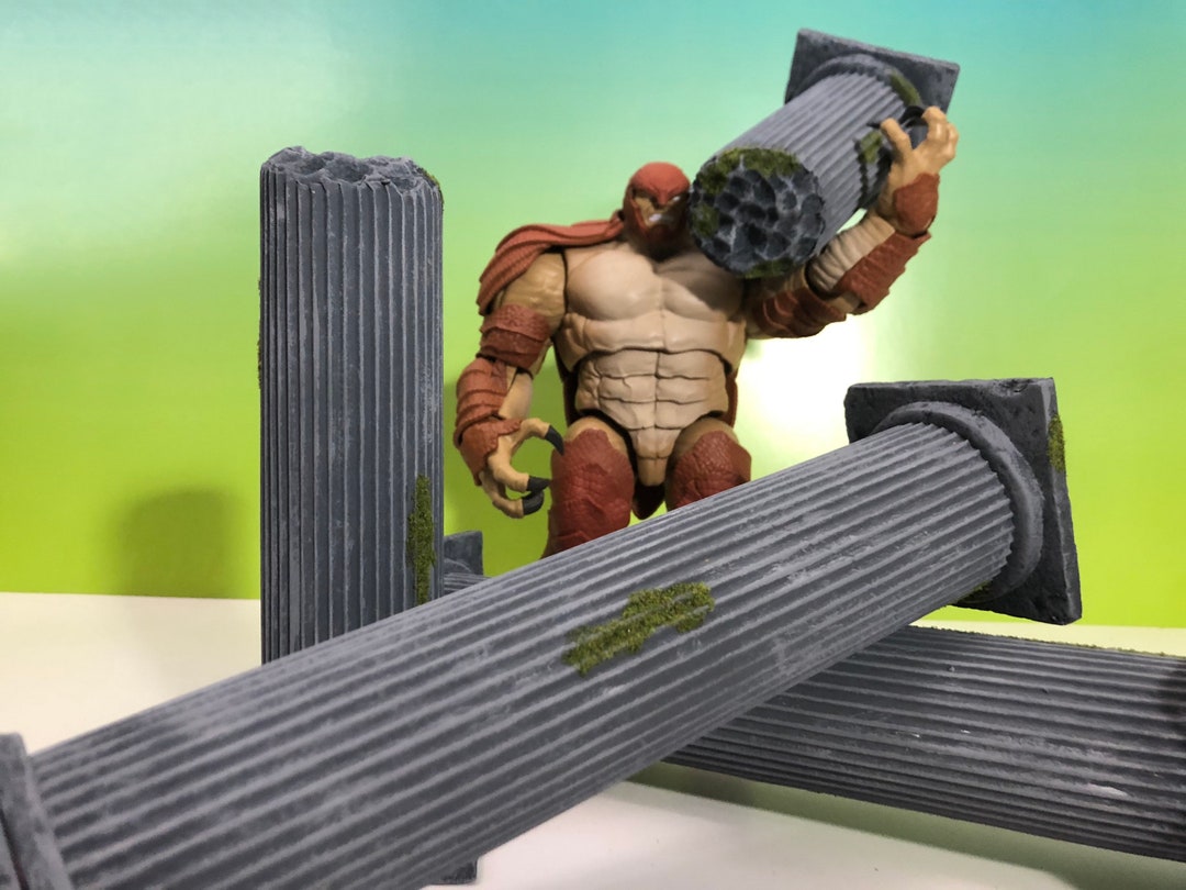 1:12 Scale Moss Stone Gray Pillar Prop Pack Ruin Action Figure ...