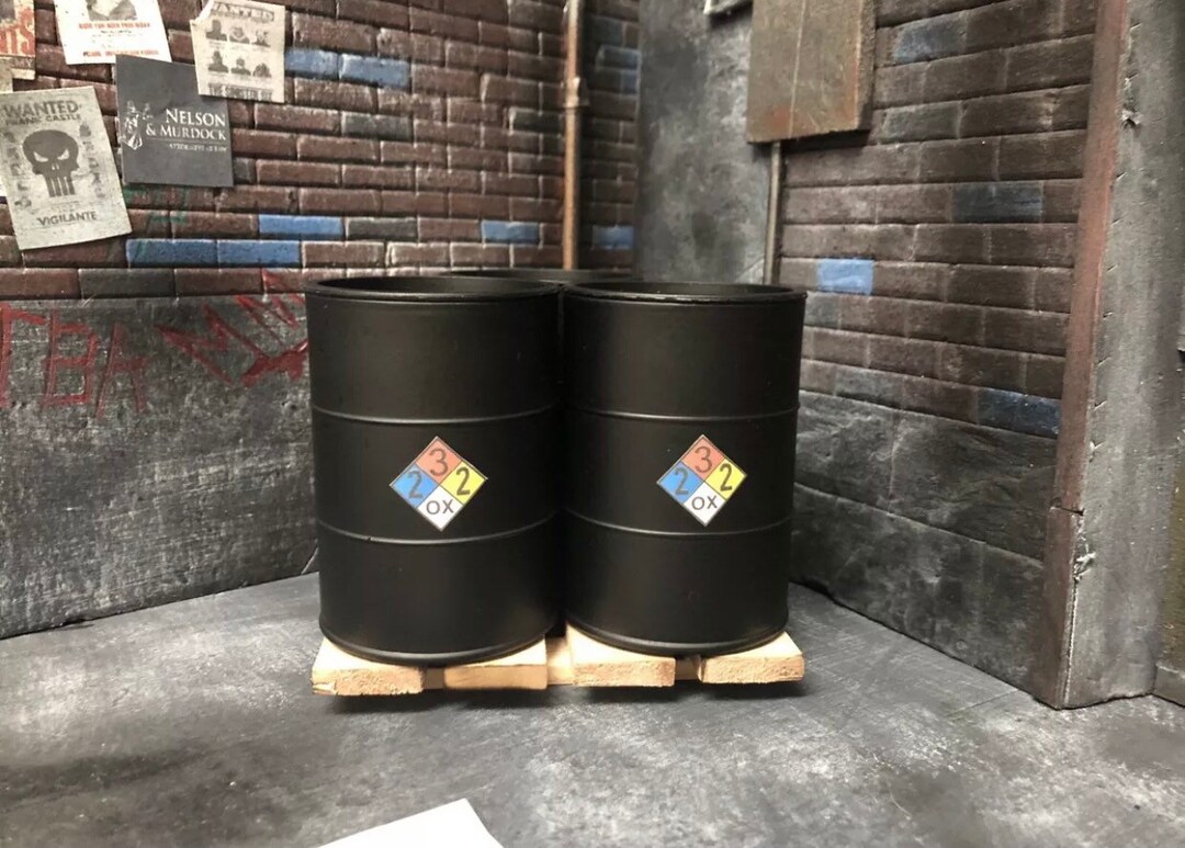 1:12 Scale Barrel Pallet Prop Lot 3 Pack Diorama Action Figure ...