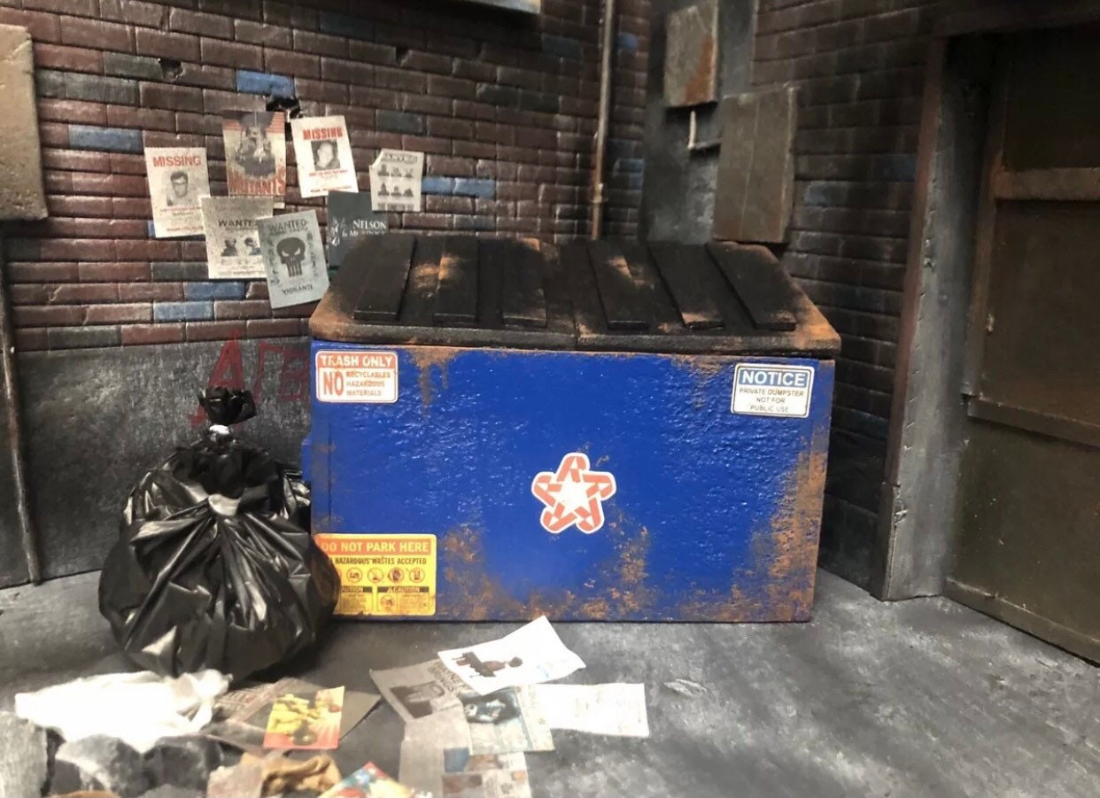 1:12 Scale Blue Republic Dumpster W/ Garbage Prop Dio Action Figure ...