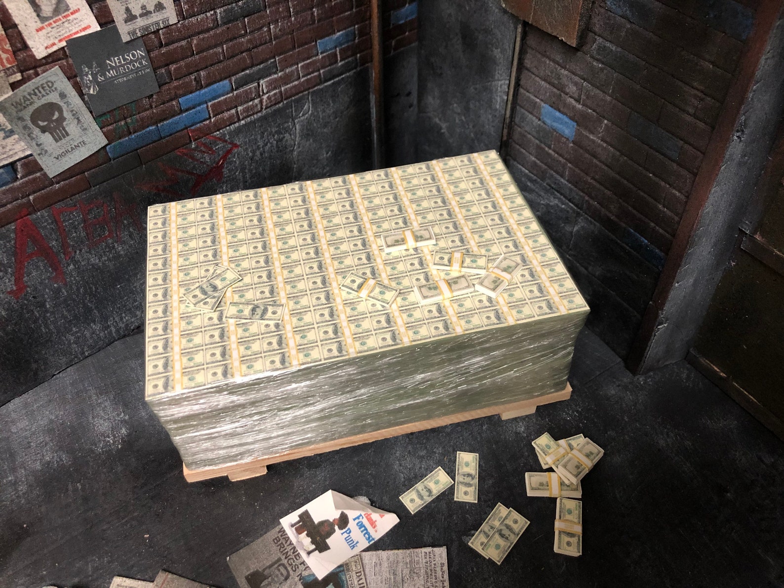 1:12 Scale Large Money Pallet Money Bundle Lot Prop Diorama Action ...