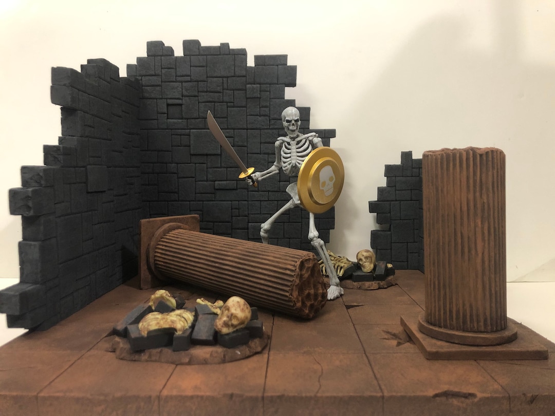 1:12 Scale Skeleton Dungeon Ruin Diorama Base Detolf Action Figure ...