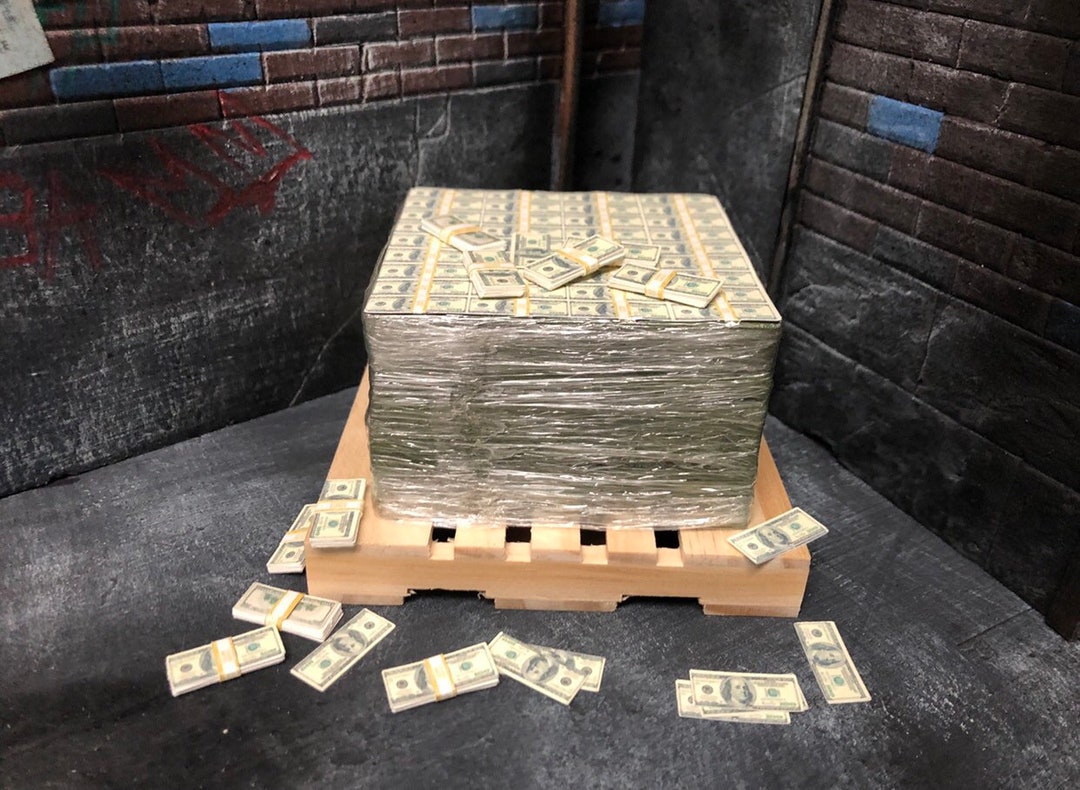 1:12 Scale Money Pallet Money Bundle Lot Prop Diorama Action Figure ...