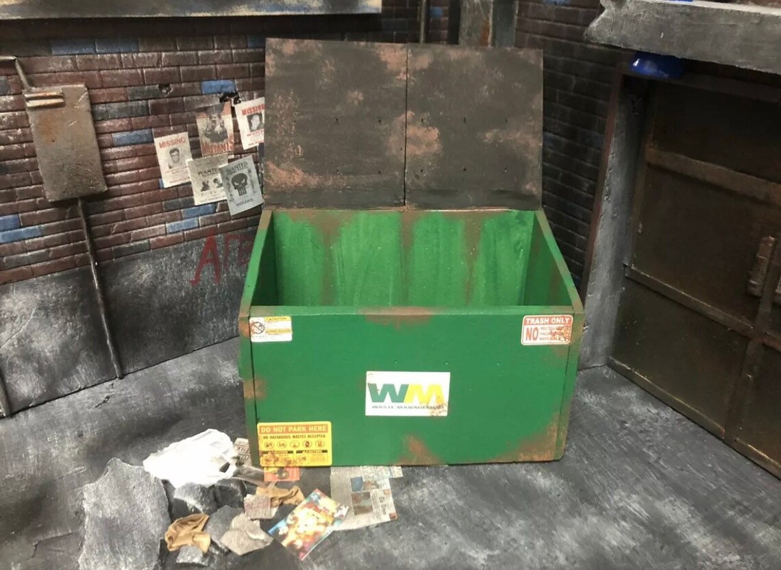 1:12 Scale Green WM Dumpster W/ Garbage Prop Dio Action Figure ...