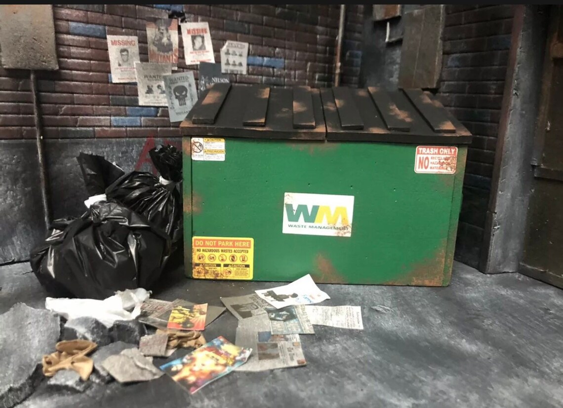 1:12 Scale Green WM Dumpster W/ Garbage Prop Dio Action Figure ...