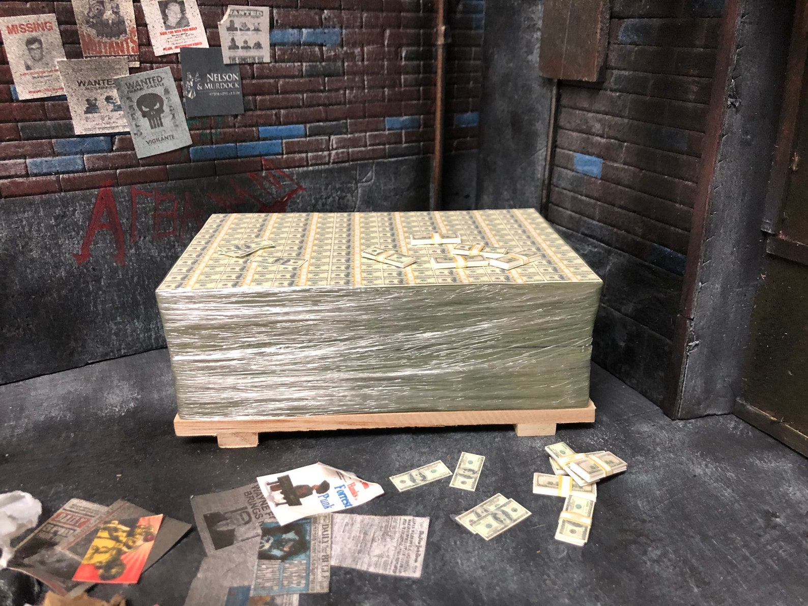 1:12 Scale Large Money Pallet Money Bundle Lot Prop Diorama Action ...