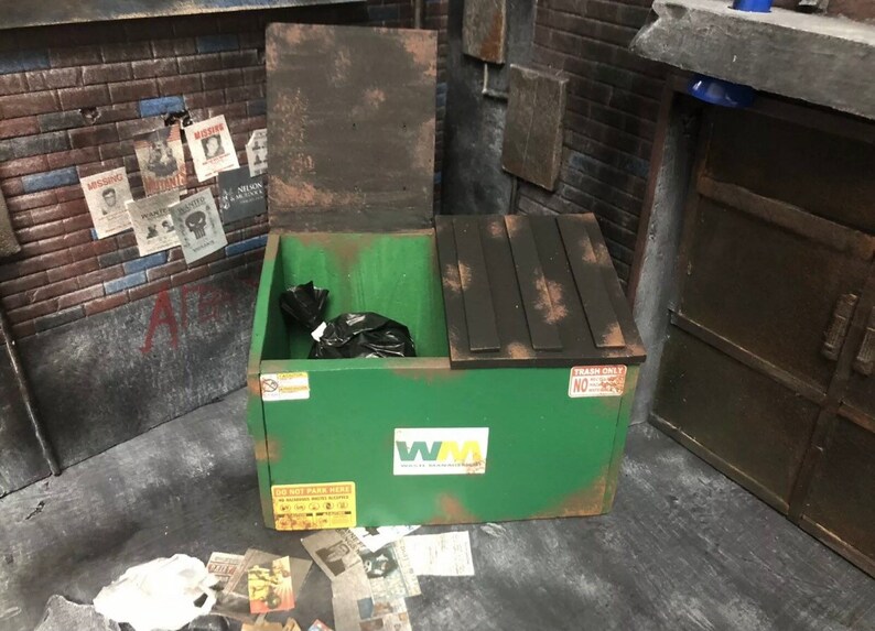 1:12 Scale Green WM Dumpster W/ Garbage Prop Dio Action Figure ...