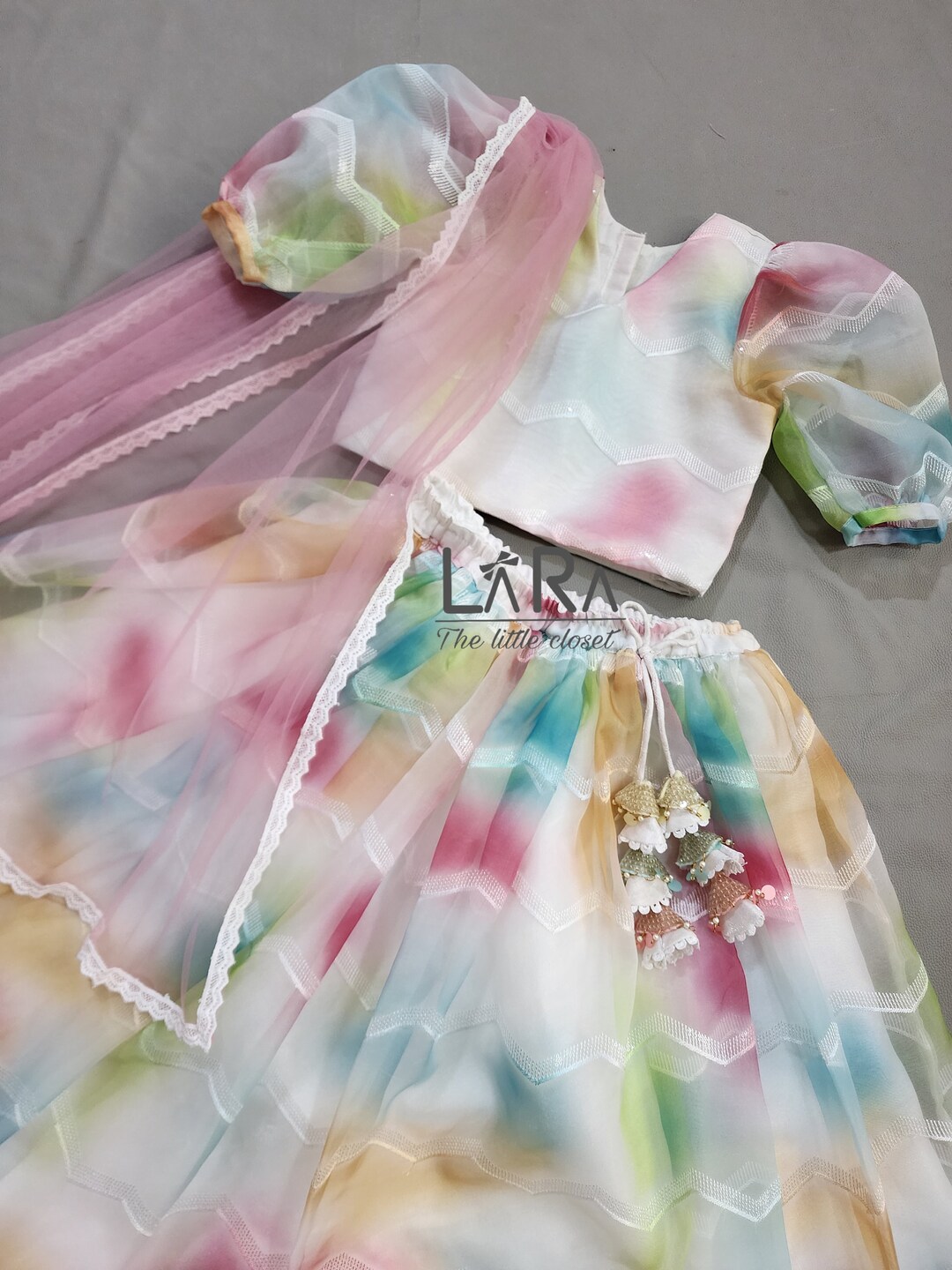 Mutlicolored Pastel Lehenga Blouse for Little Girls, Indian Ethnic Wear ...