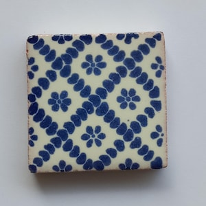100 Blue and White Hand Painted Mexican Talavera Tiles 1" X 1" Tiles ...