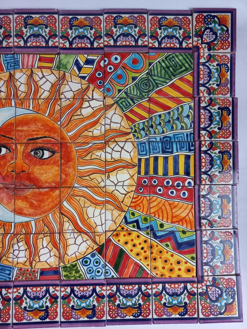 38" X 30" Ceramic Tile Mural, Mexican Talavera Mosaic, Wall Backsplash ...