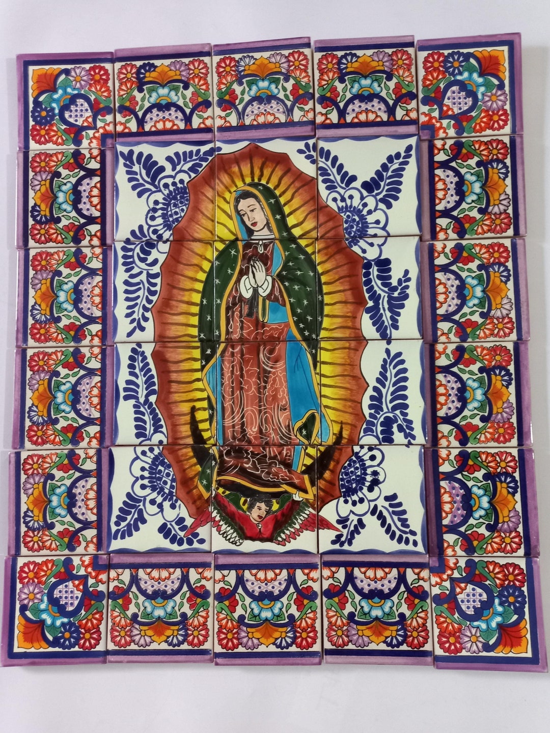 21" X 25" Ceramic Tile Mural, Mexican Talavera Mosaic Wall Backsplash ...