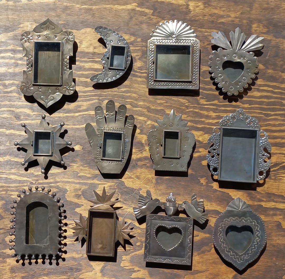 Set of 12 TIN NICHOS Boxes Wall Hanging Southwestern Punched Tin Niche ...