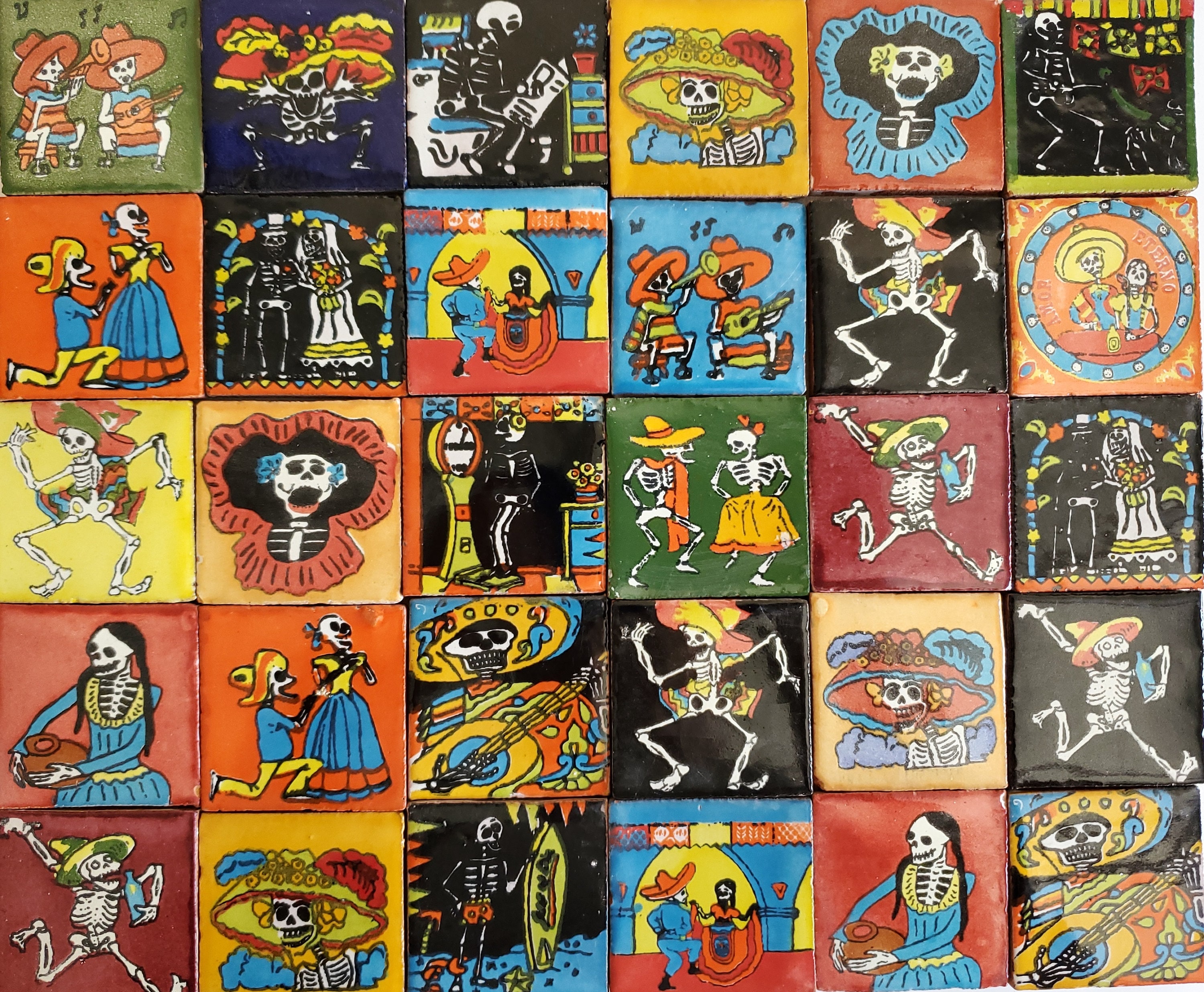 100 Hand Painted Mexican Talavera Tiles 2" X 2" Tiles Folk Art Handmade ...