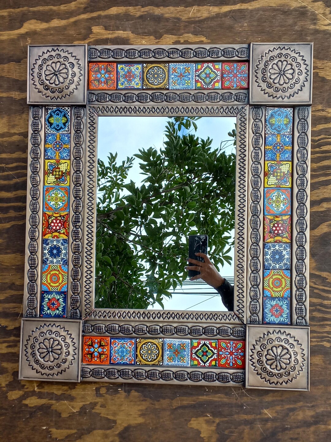 25 MIRROR Wall Hanging, Southwestern Style, Punched Tin Folk Art ...