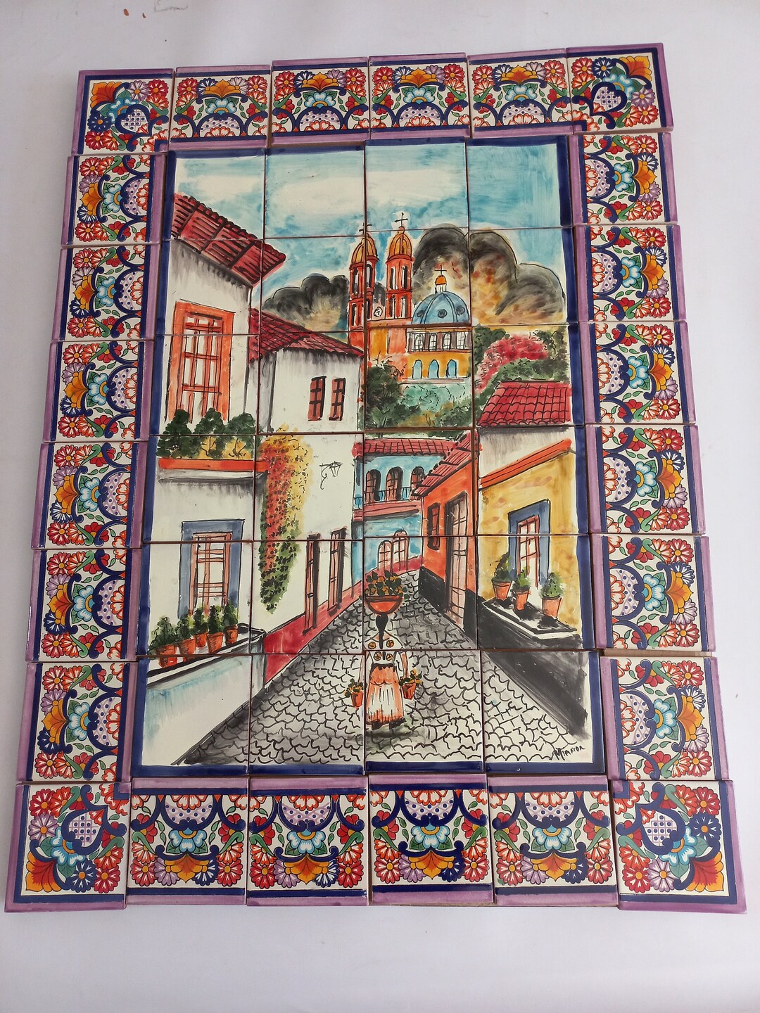 25" X 34" Ceramic Tile Mural, Mexican Talavera Mosaic, Wall Backsplash ...