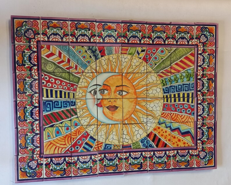 25" X 34" Ceramic Tile Mural, Mexican Talavera Mosaic, Wall Backsplash ...