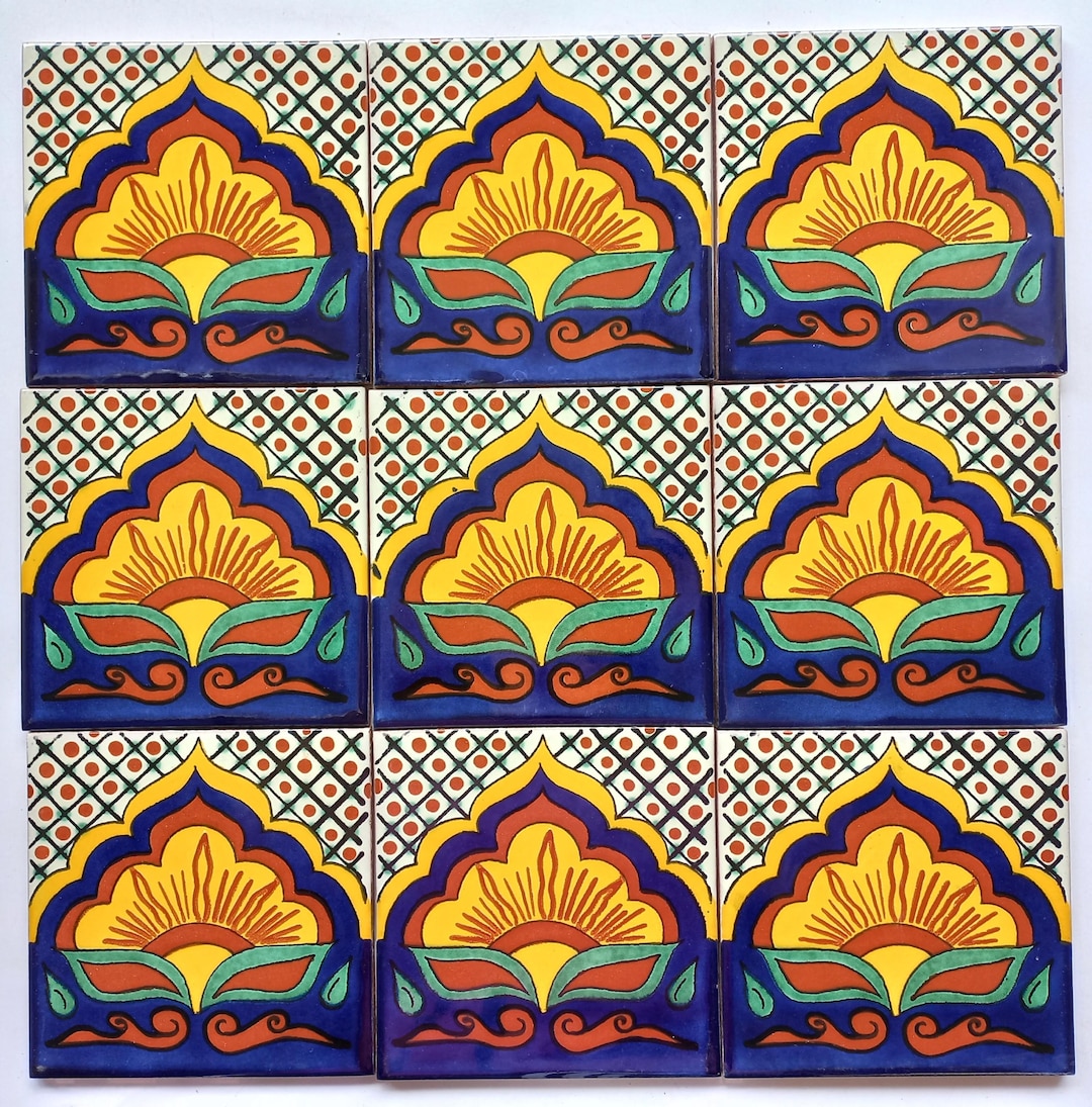 Box of 25 TALAVERA TILES 6" X 6" Inch - Handmade Mexican Clay Ceramic ...