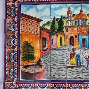 38 X 30 Ceramic Tile Mural, Mexican Talavera Mosaic, Wall Backsplash ...
