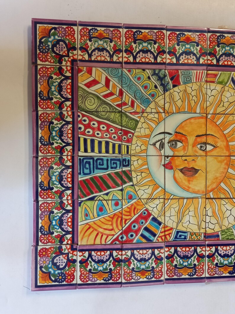 25" X 34" Ceramic Tile Mural, Mexican Talavera Mosaic, Wall Backsplash ...