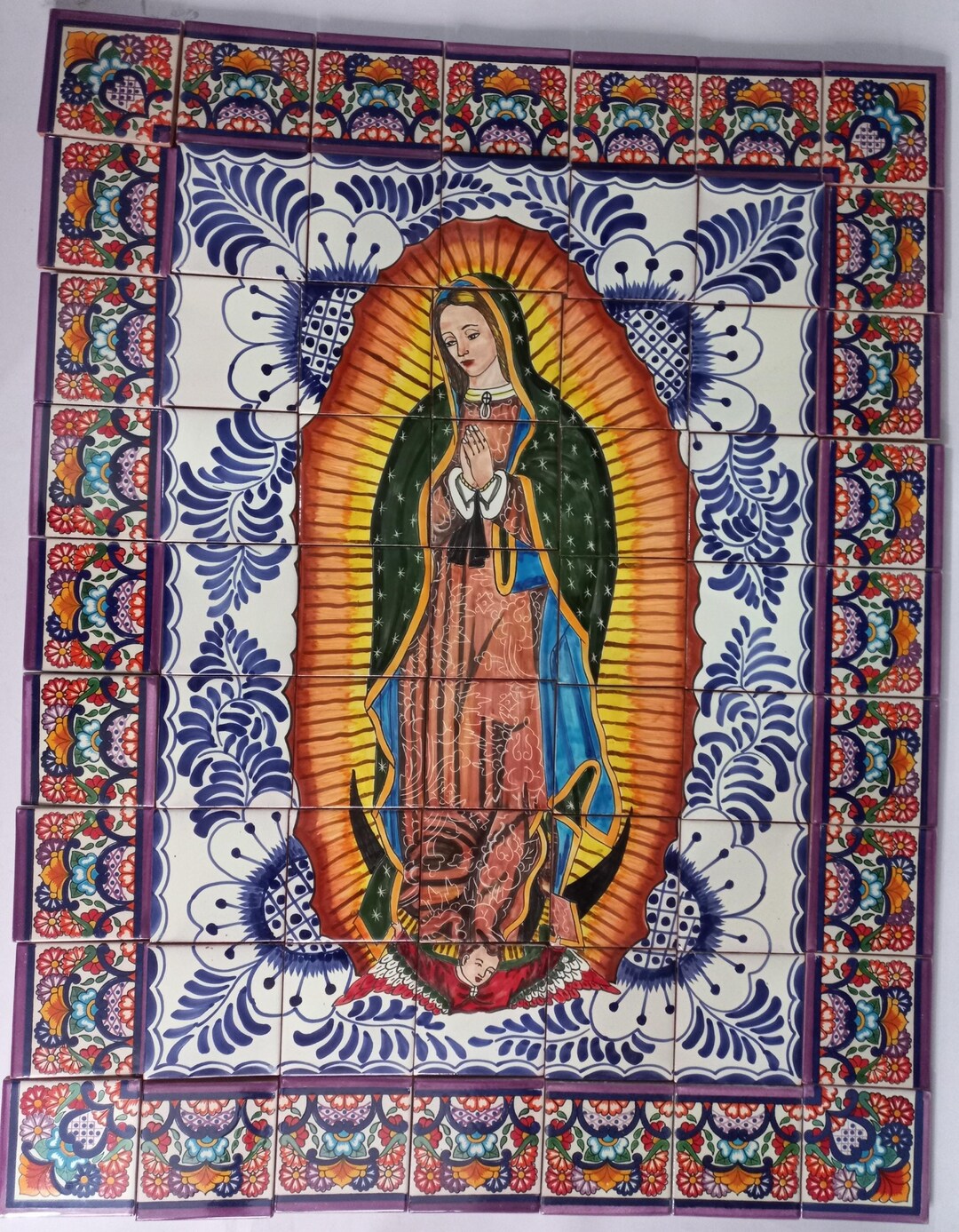 38" X 30" Ceramic Tile Mural, Mexican Talavera Mosaic, Wall Backsplash ...