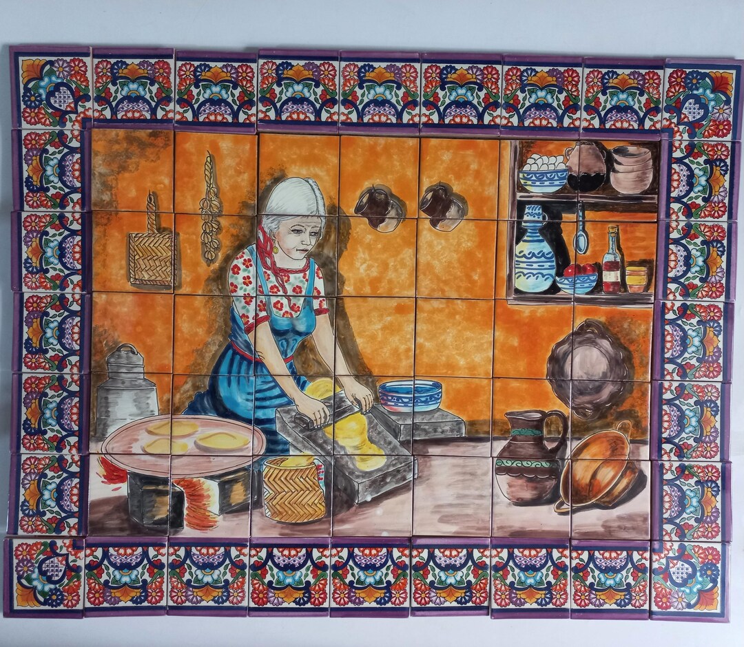 38" X 30" Ceramic Tile Mural, Mexican Talavera Mosaic, Wall Backsplash, Hand-painted Art - Etsy