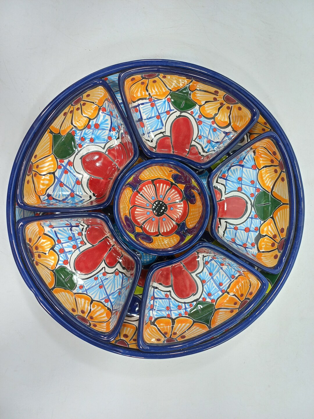 SNACK DISH PLATE Talavera Pottery Sectional Ceramic Hand Painted ...