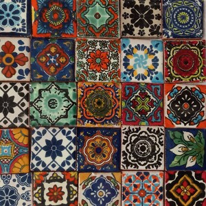 200 Assorted Hand Painted Mexican Talavera Tiles 1" X 1" Tiles Folk Art ...