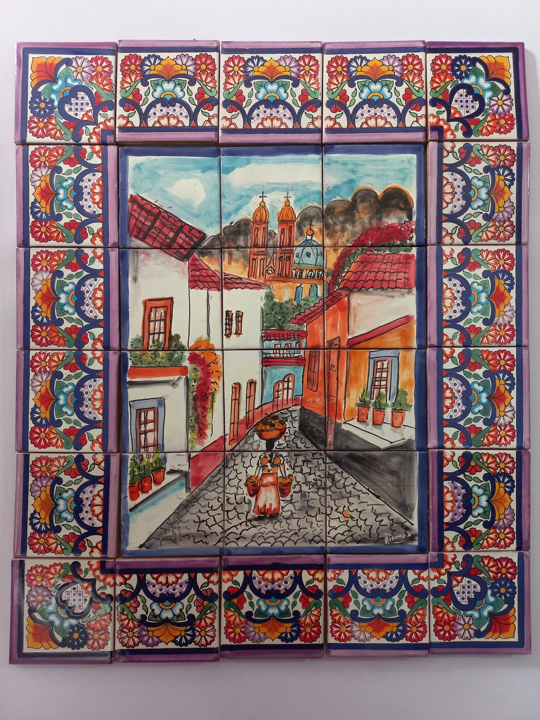 25 X 21 Ceramic Tile Mural, Mexican Talavera Mosaic Wall Backsplash ...