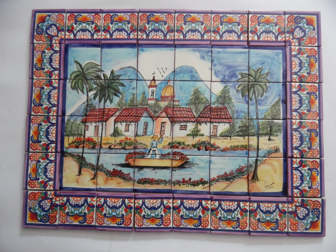 25 X 34 Ceramic Tile Mural, Mexican Talavera Mosaic, Wall Backsplash ...