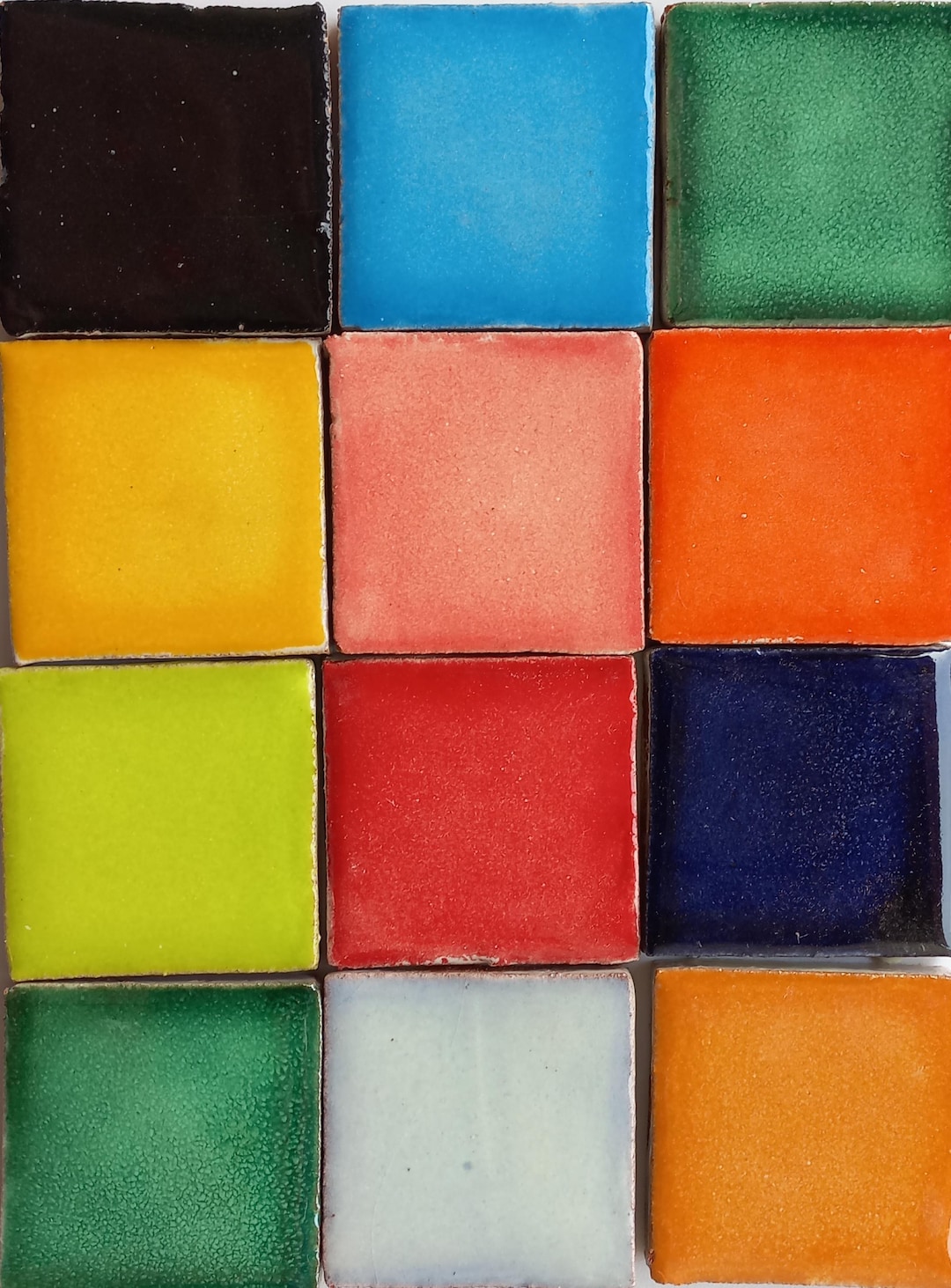 100 Mixed Solid Colors Hand Painted Mexican Talavera Tiles 1" X 1 ...