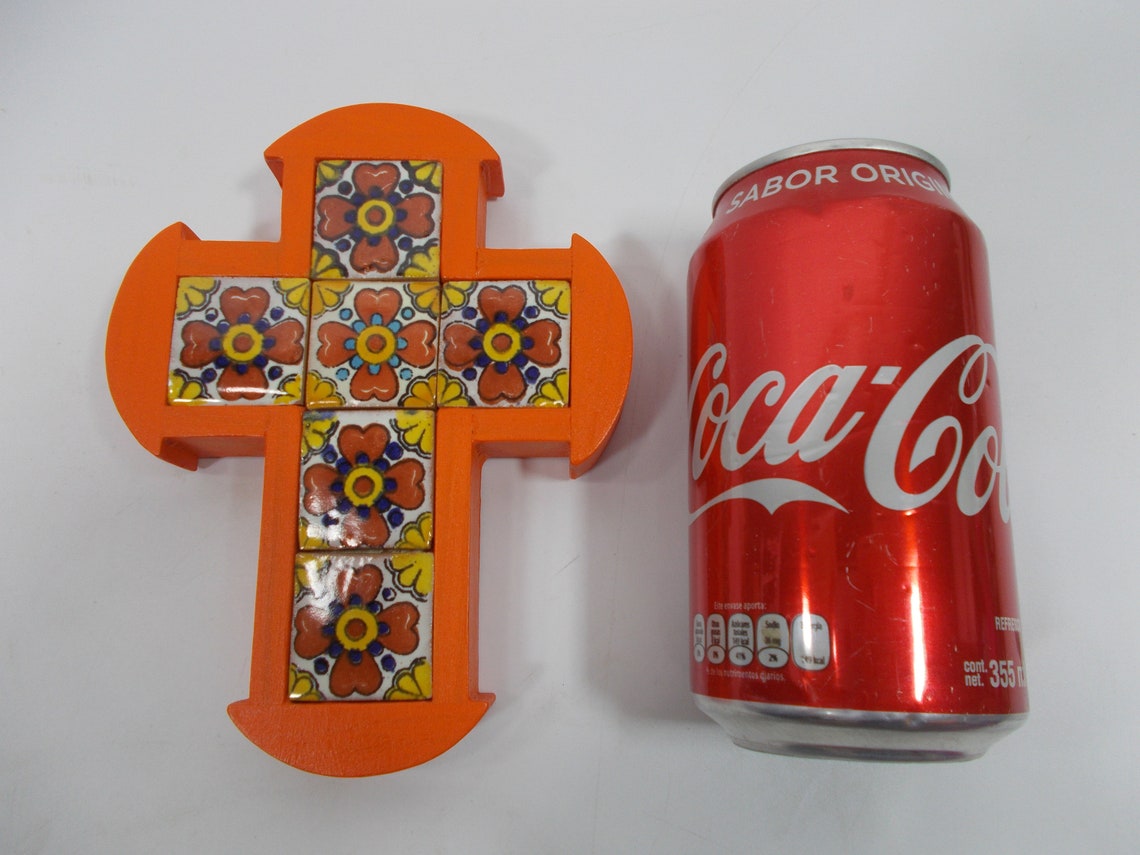 WOOD CROSS With Ceramic Talavera Tile Mexican Handmade Folk - Etsy
