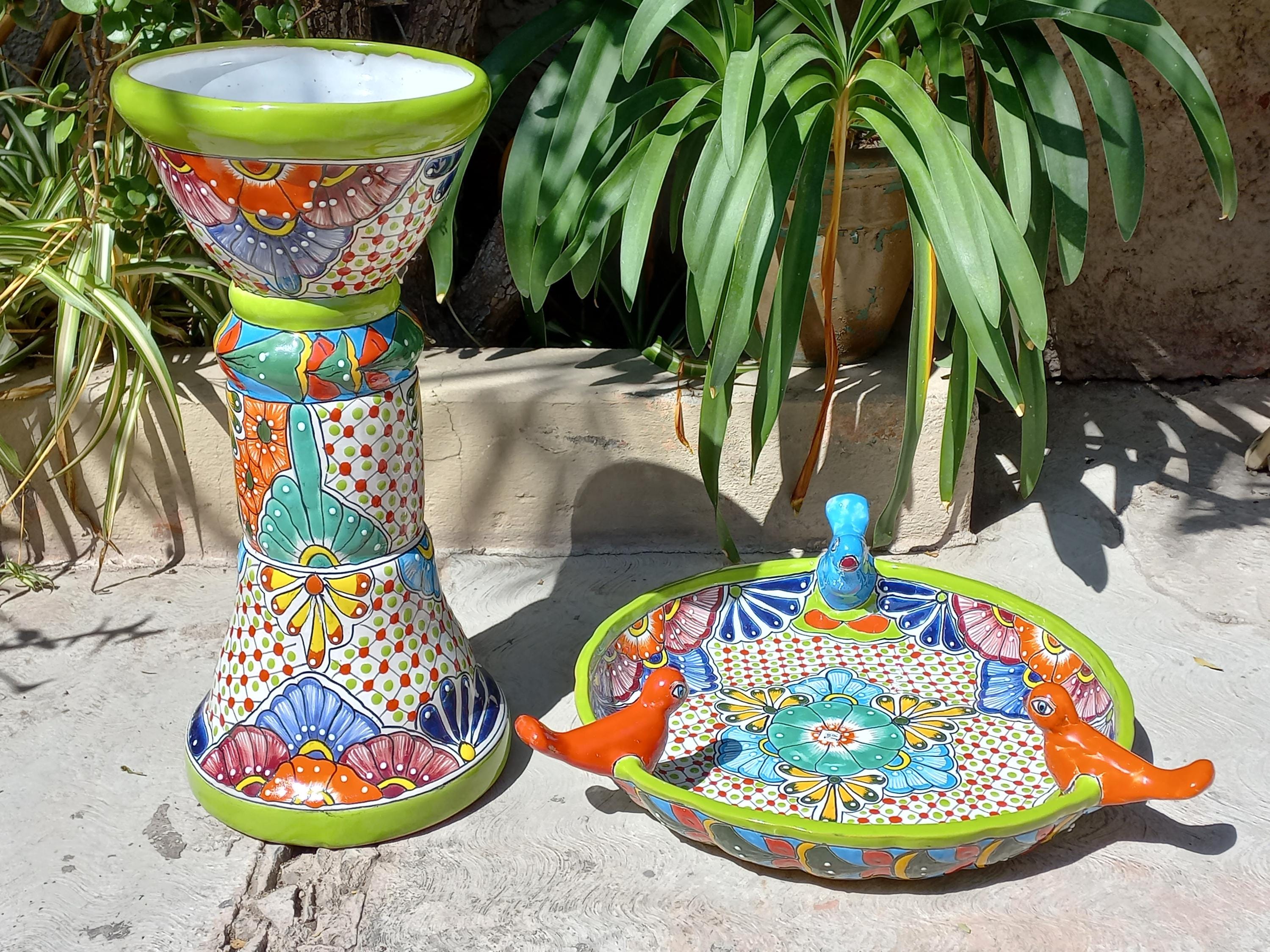 25 BIRDBATH Bird Bath Colorful Mexican Talavera Ceramic Handpainted ...