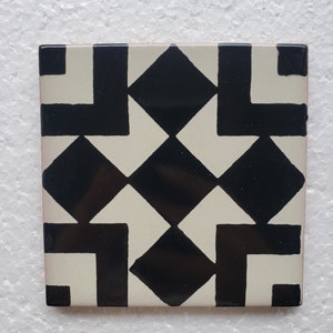 Box of 100 Black and White TALAVERA TILES 4 X 4" Inch - Handmade ...