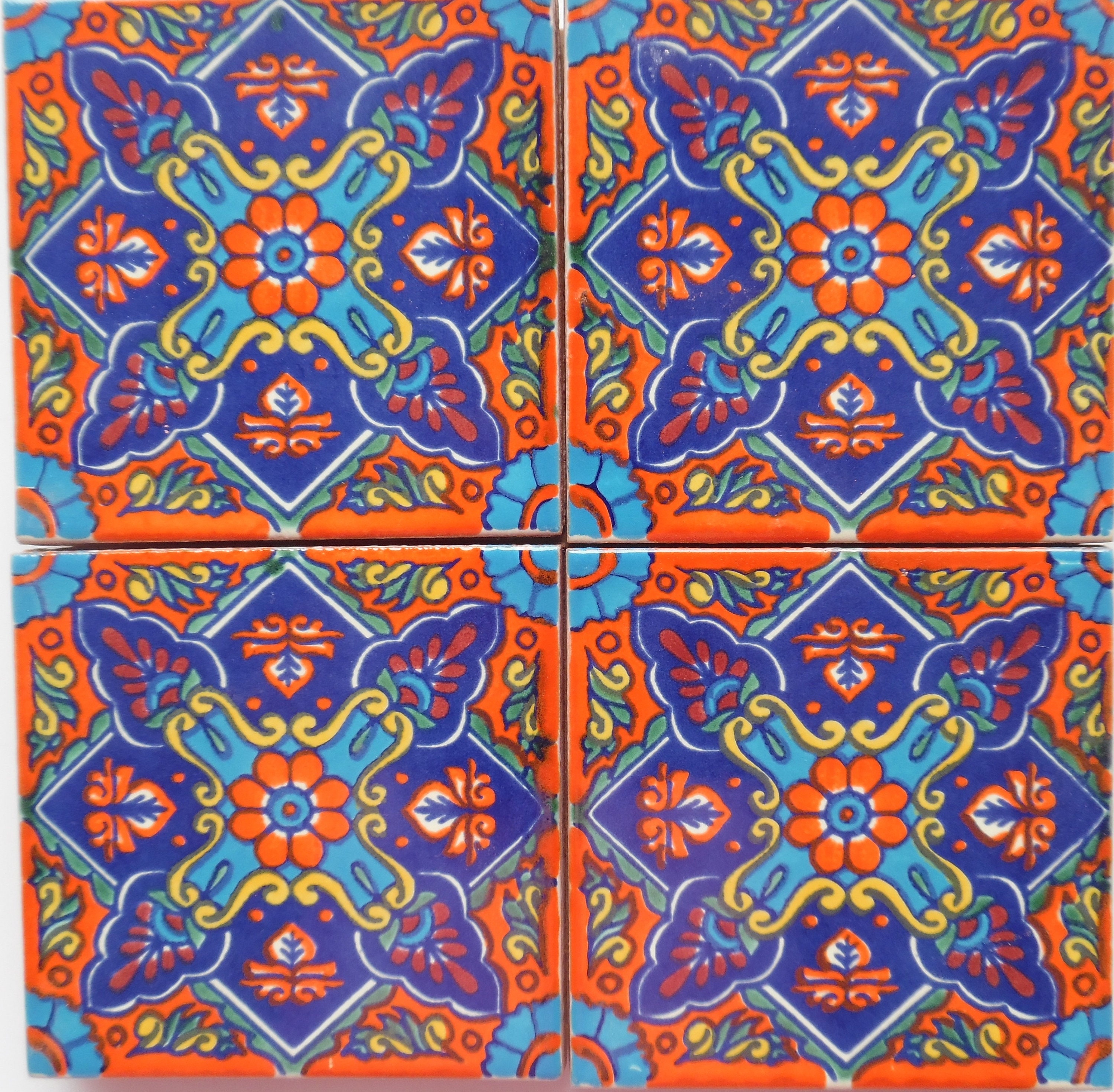 Box of 100 Mexican Talavera Tiles Handmade Designs Mexican - Etsy
