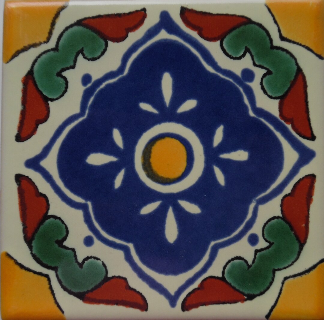 Box of 50 Mexican Talavera Tiles Handmade Designs Mexican Ceramic 4 X 4 ...