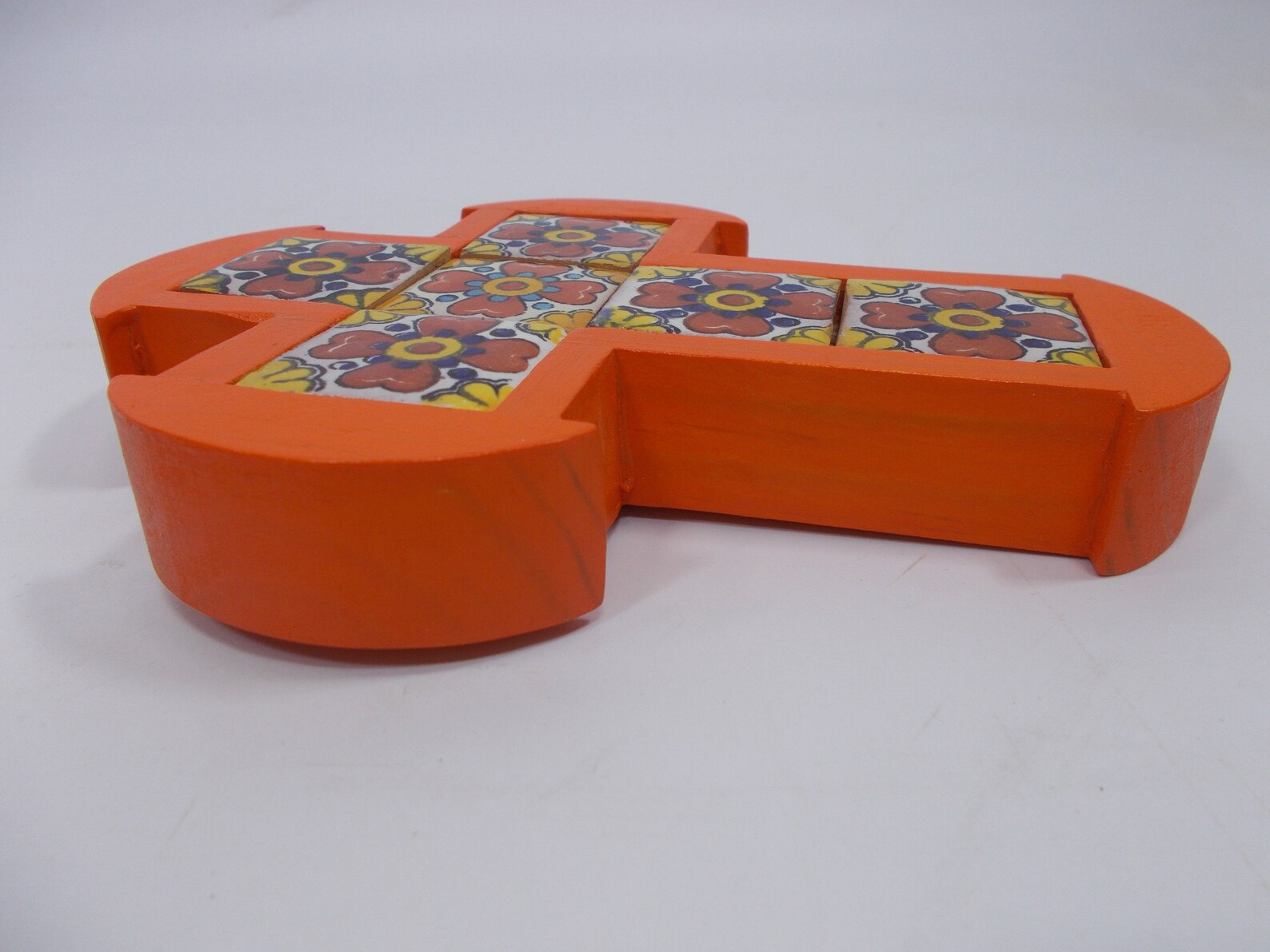 WOOD CROSS With Ceramic Talavera Tile Mexican Handmade Folk - Etsy