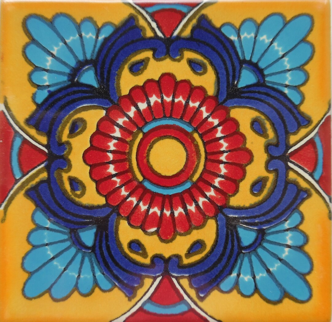 Box of 100 Mexican Talavera Tiles Handmade Designs Mexican Ceramic 4 X ...