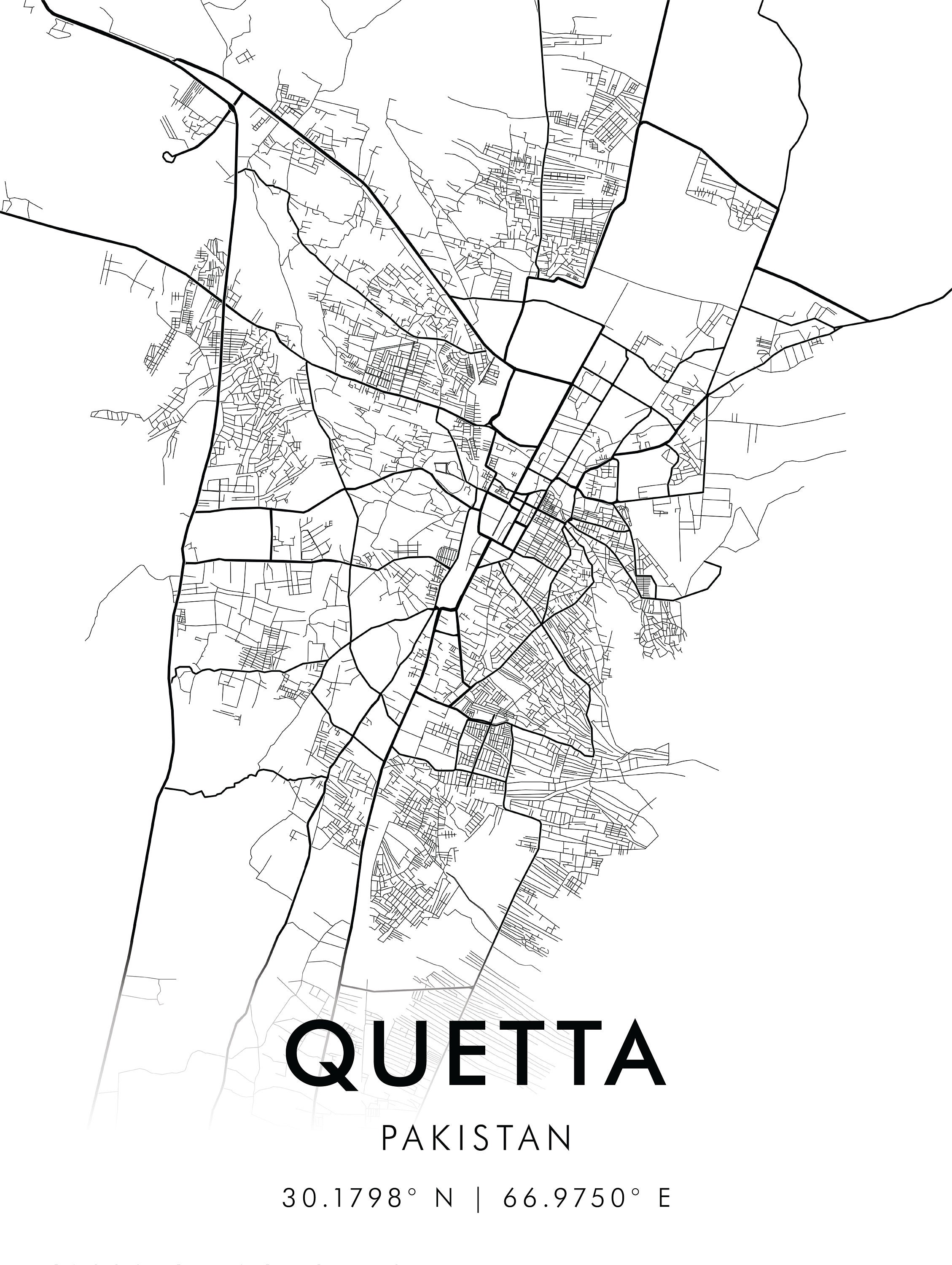 Quetta City Map Digital Print | Etsy
