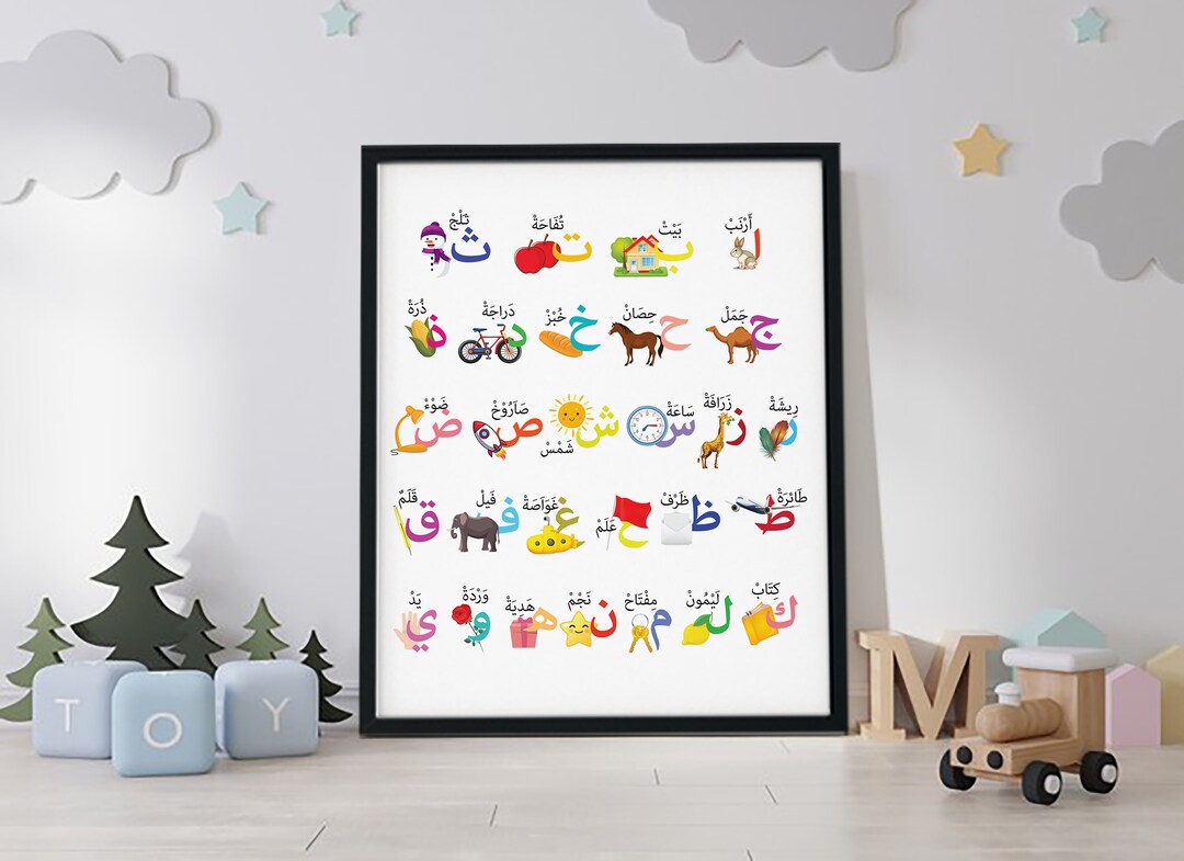 Arabic Alphabet Poster Illustrated Poster for Children Children's Room ...
