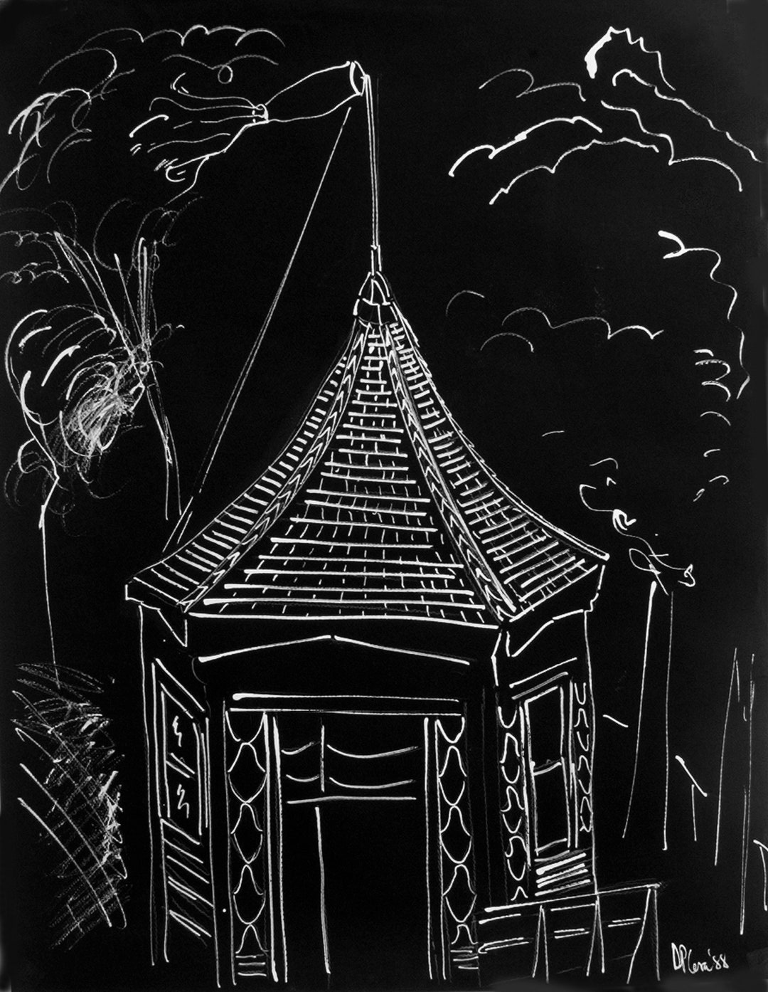 Ticket Booth Amusement Park... Graphic.. Pen and White Ink - Etsy