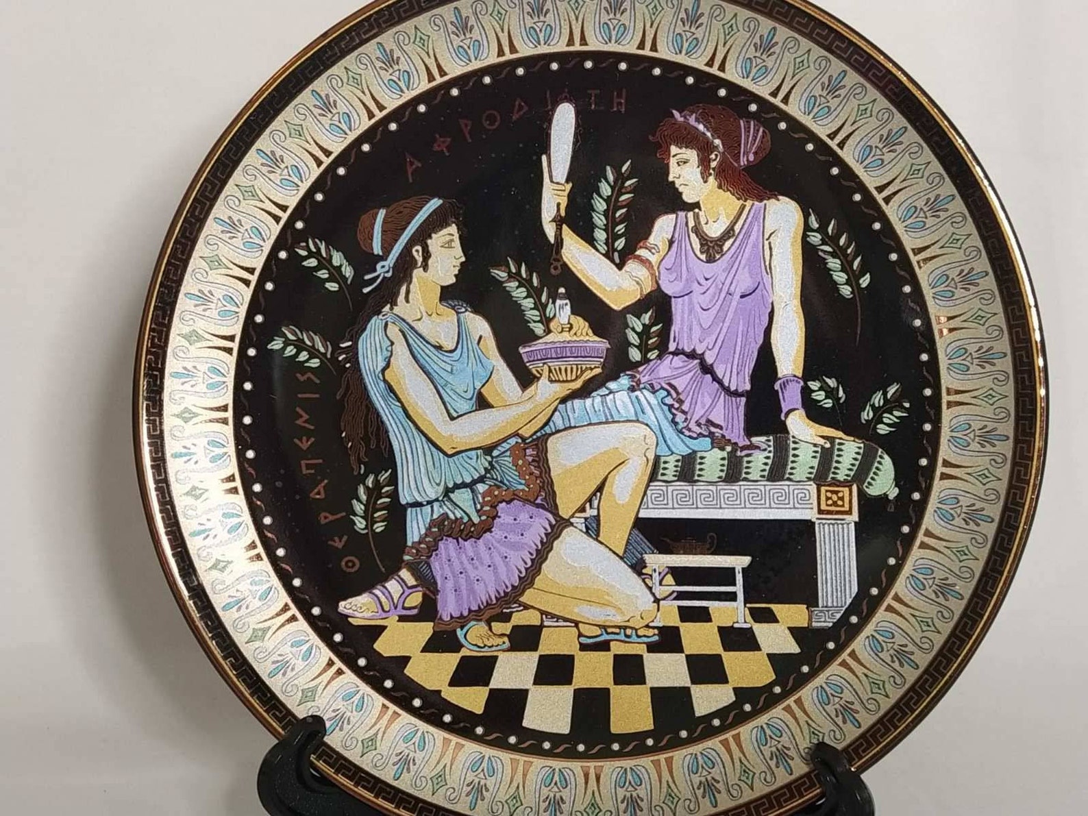 Greek Ceramic Plate 17cm Black Ceramic Ancient Plate 24kt - Etsy UK